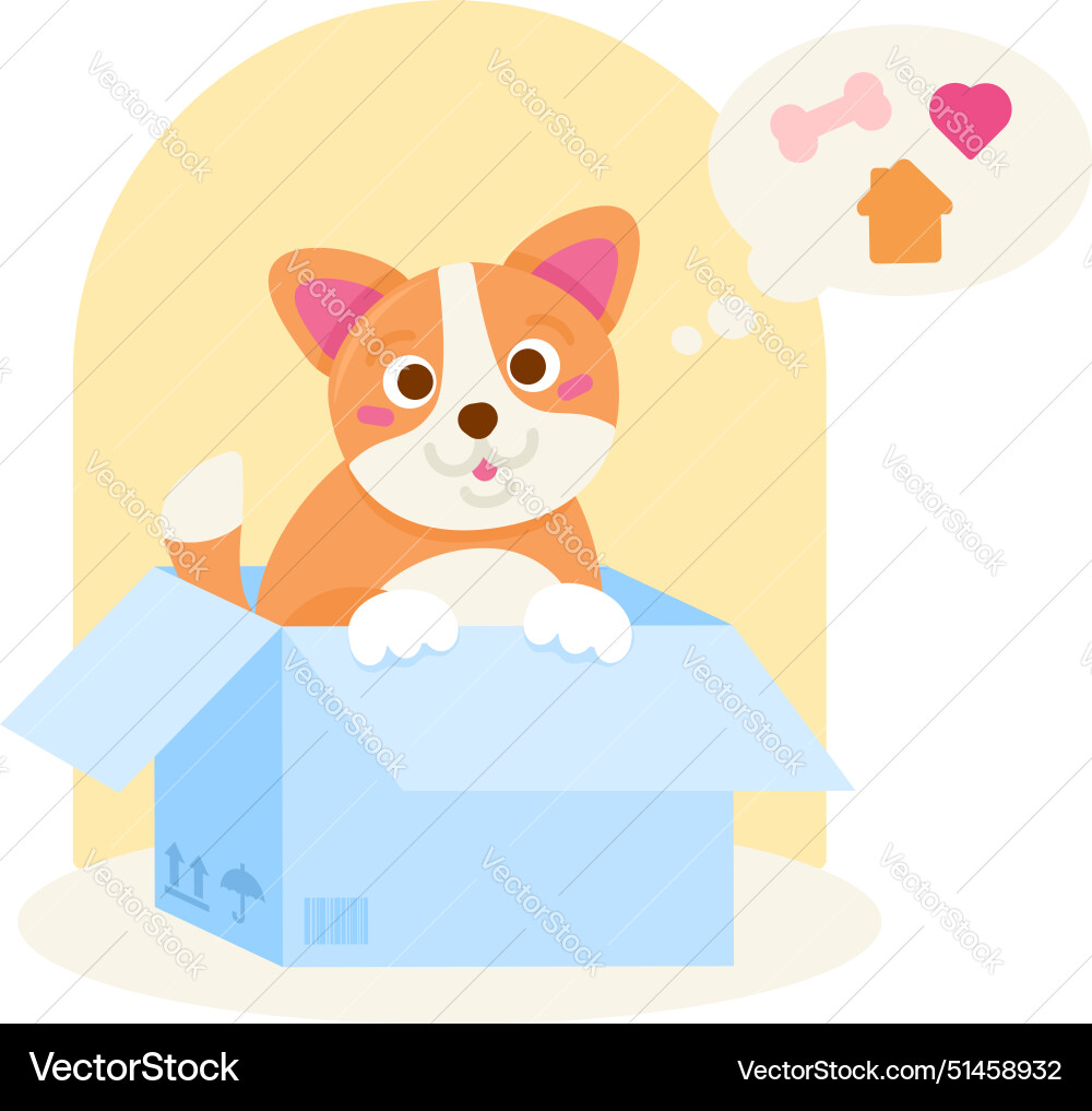 Cute cartoon flat outline adopt pet dog concept Vector Image