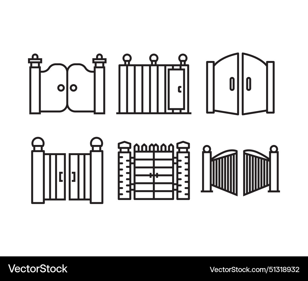 Gate and fence icons Royalty Free Vector Image