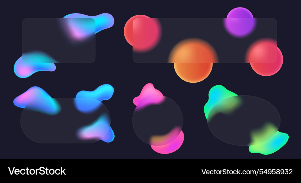 Glassmorphism frames translucent glass panels Vector Image