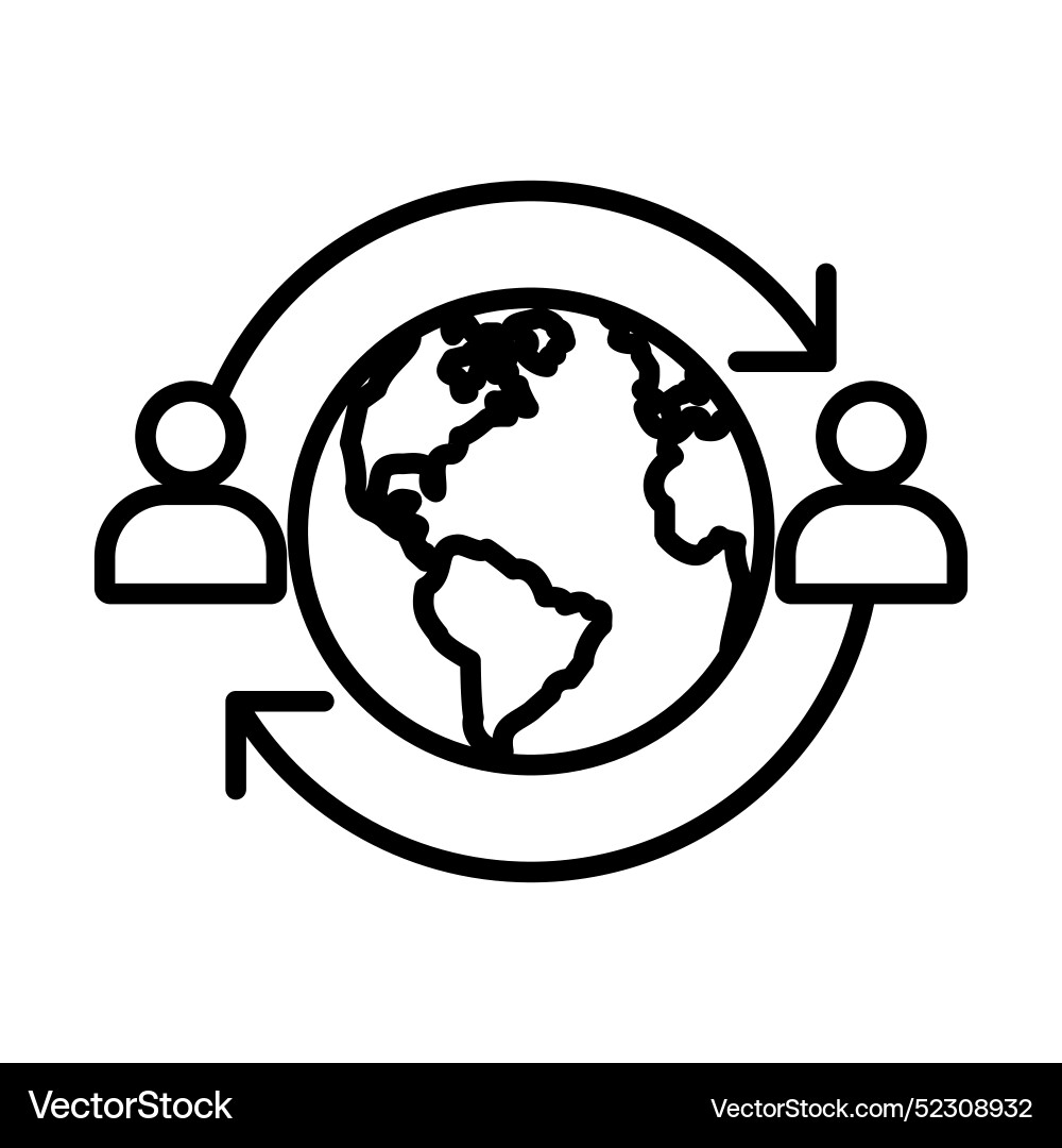 Globalization icon linear logo mark in black Vector Image