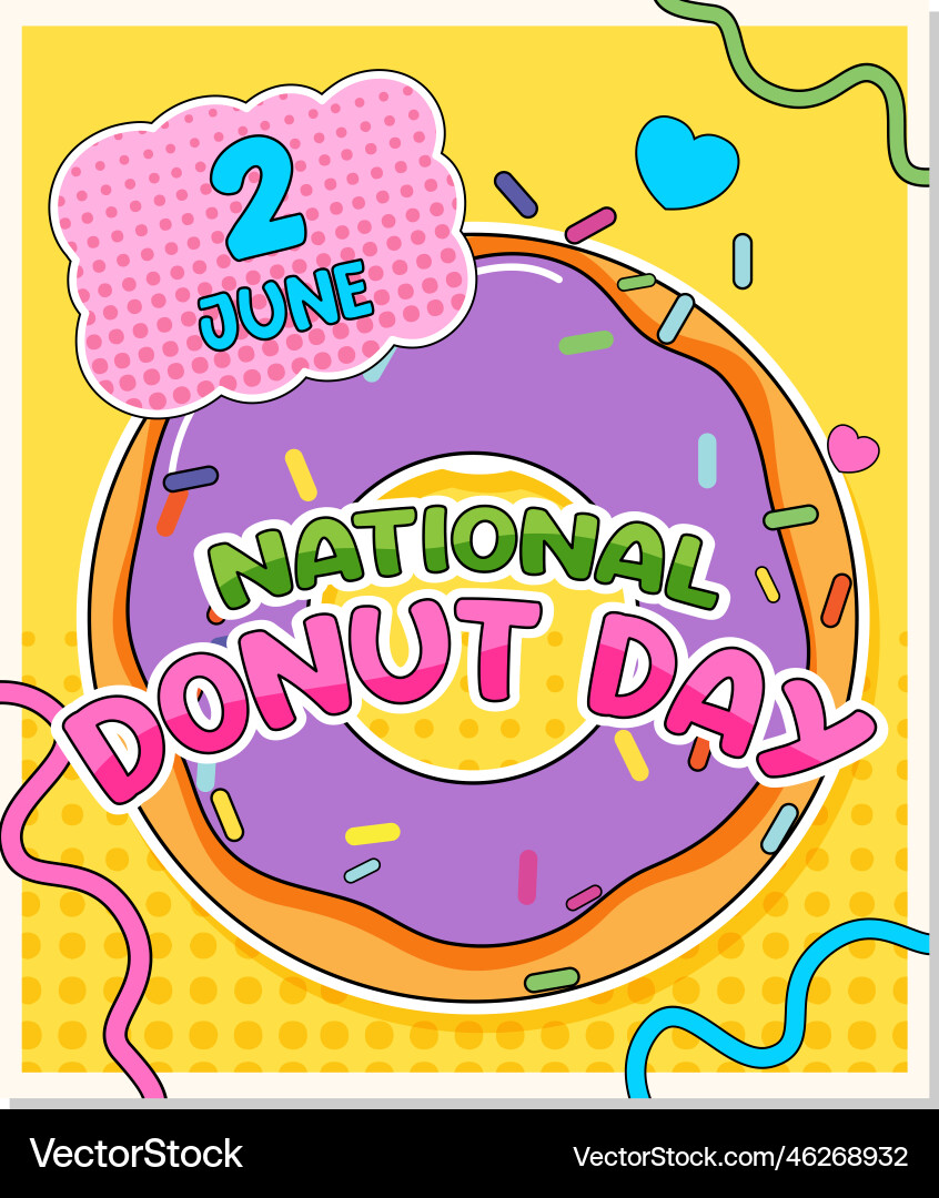 Happy doughnut day in june logo Royalty Free Vector Image