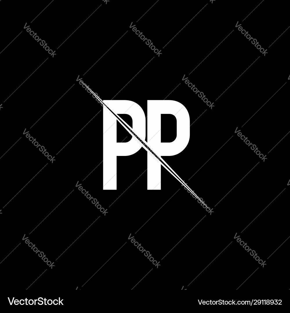 Pp logo monogram with slash style design template Vector Image
