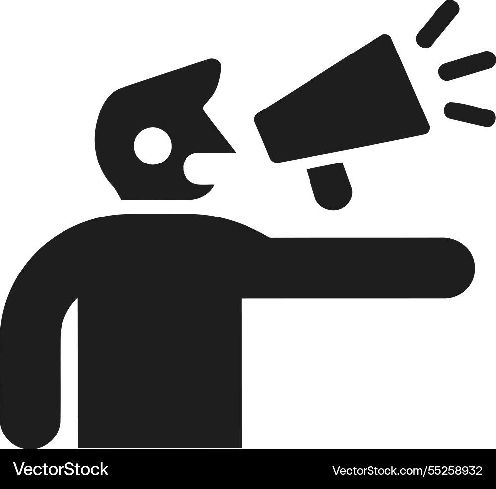 Protester shouting megaphone icon Royalty Free Vector Image