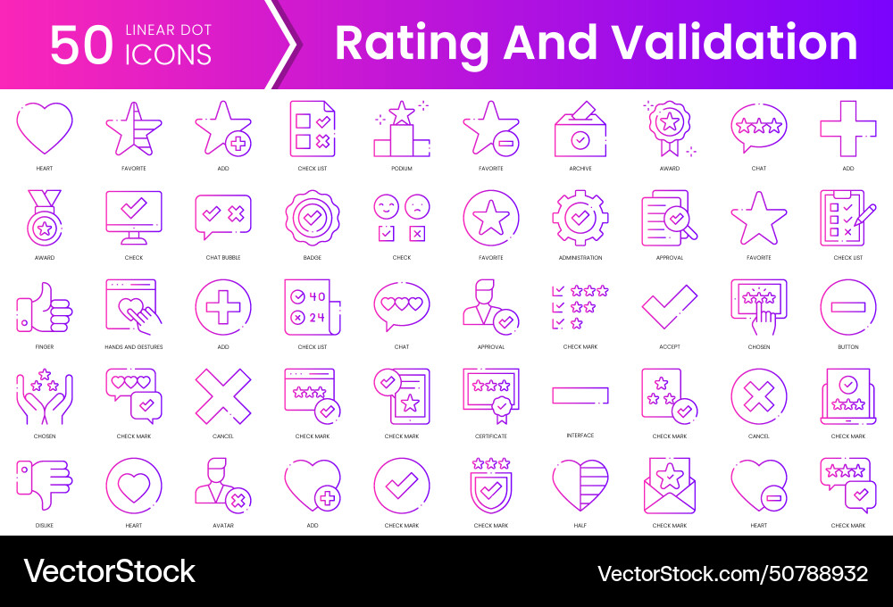 Set of rating and validation icons gradient style Vector Image
