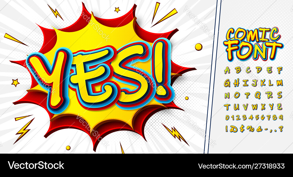 Comics font kid cartoon alphabet 3d letters Vector Image