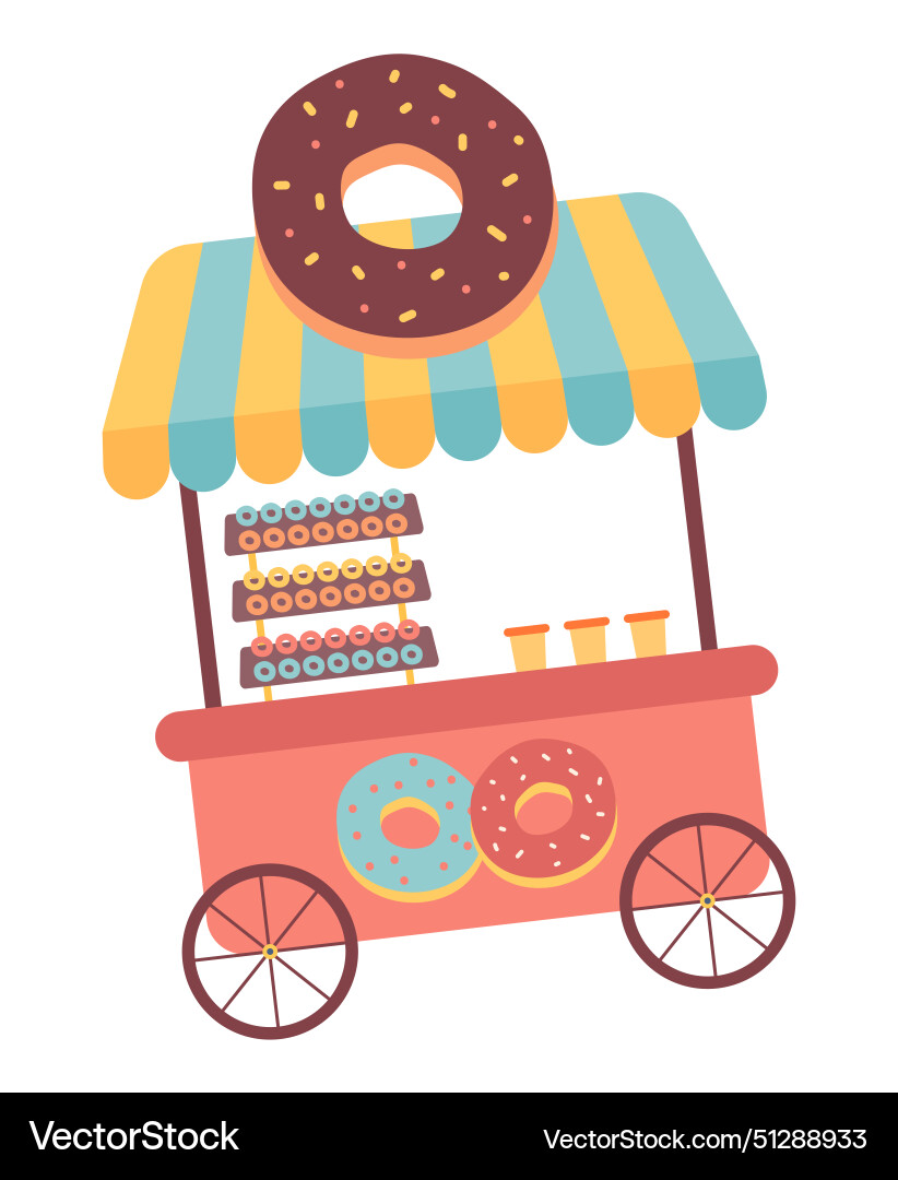 Donut booth in flat design street desserts Vector Image