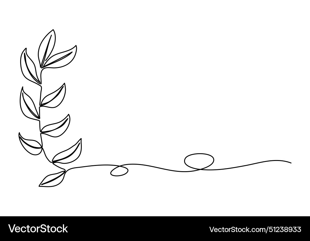 Flower corner frame one line drawing Royalty Free Vector