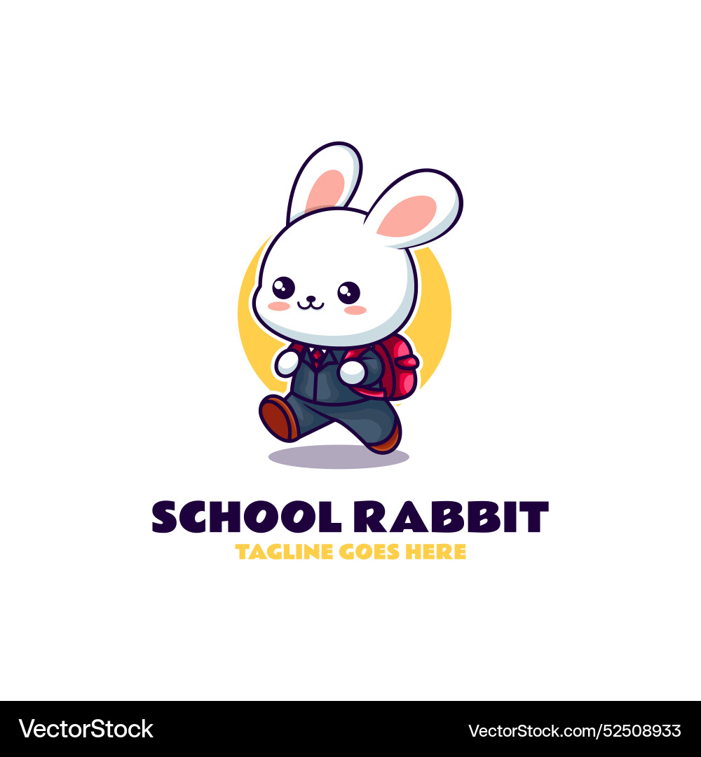 Logo school rabbit mascot cartoon style Royalty Free Vector