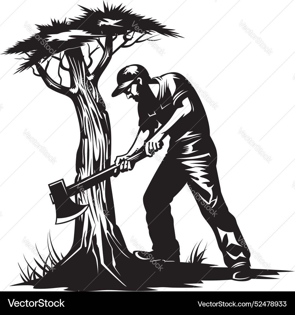 Lumber legend symbolic tree chopping timber titan Vector Image