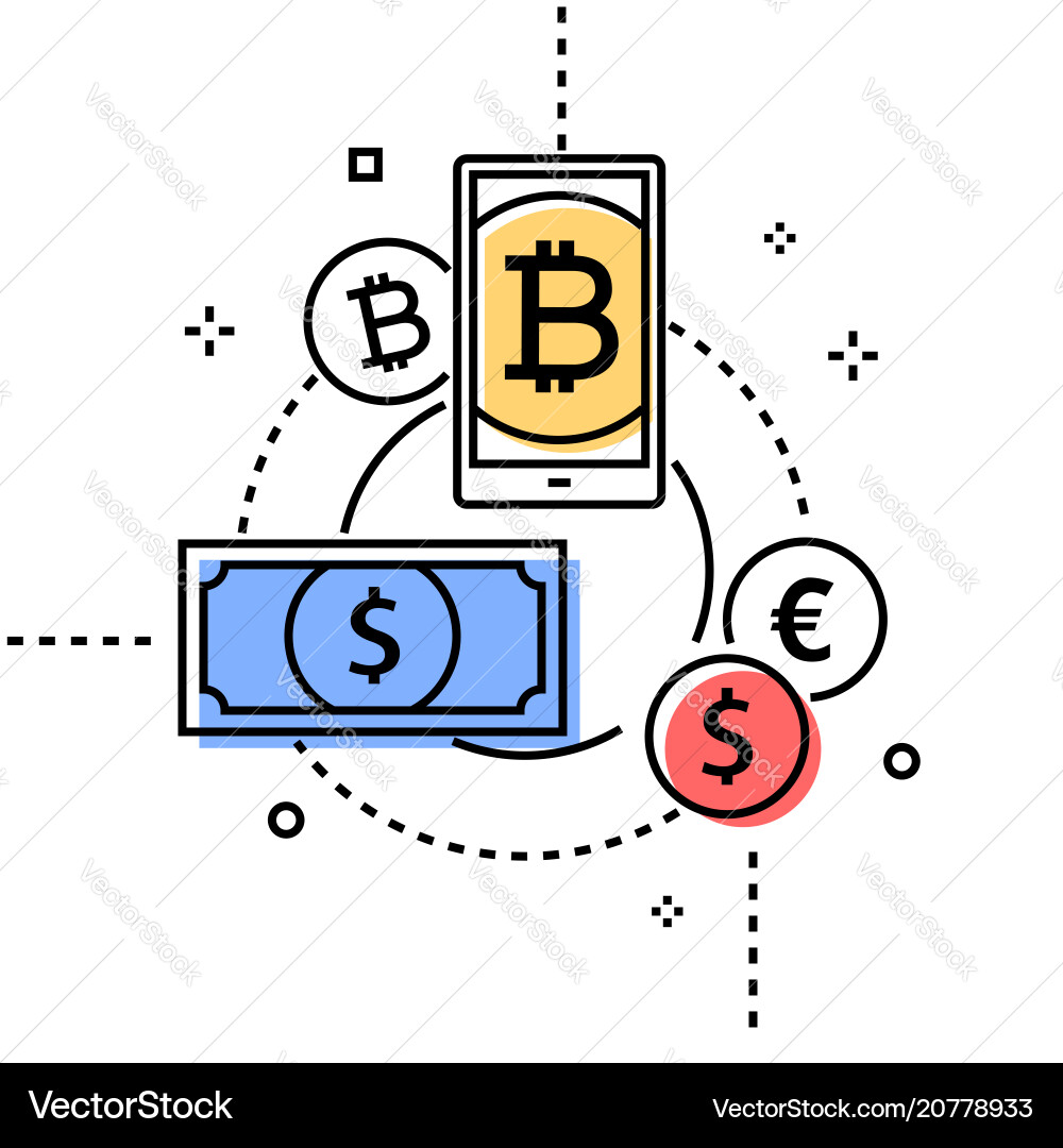 Money exchange - colorful line design style Vector Image