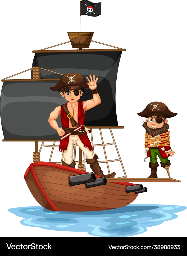 Pirate concept with a man cartoon character Vector Image