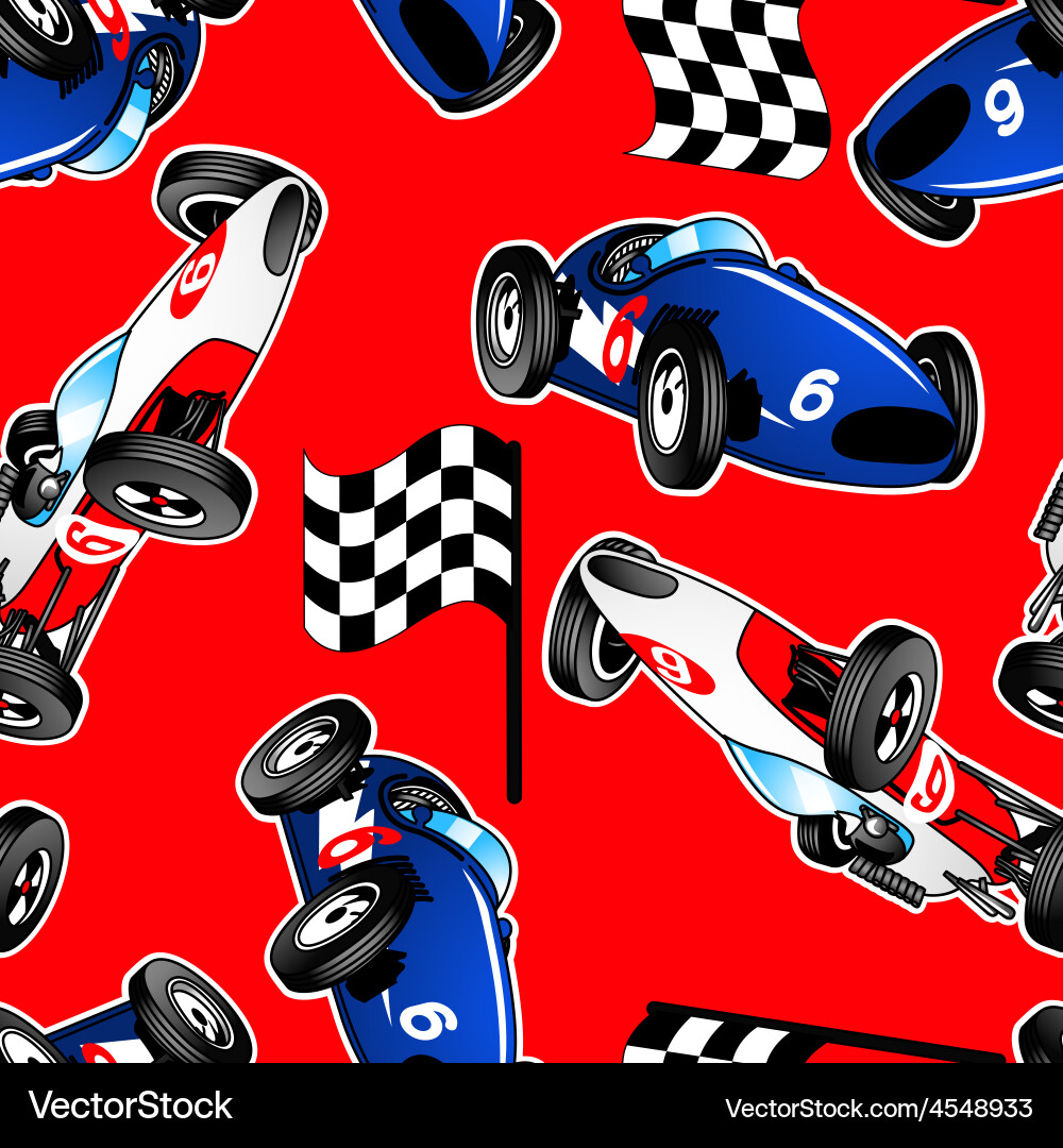 Red and Blue Racing Car Pattern Royalty Free Vector Image