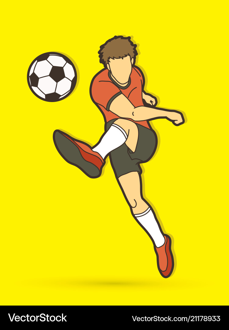 Soccer player shooting a ball action Royalty Free Vector
