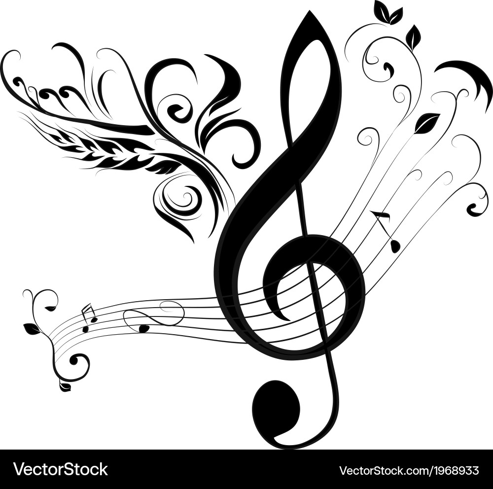 Treble clef and note Royalty Free Vector Image