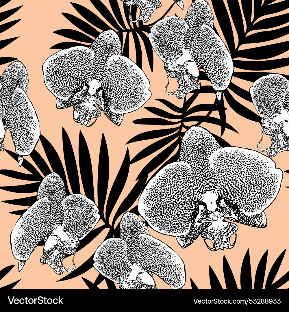 Tropical seamless pattern with orchid flowers Vector Image