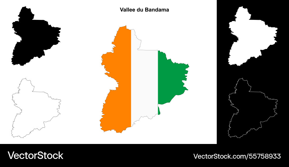 Vallee du bandama outline map Royalty Free Vector Image