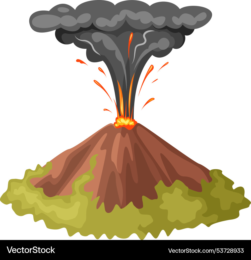 Volcano explosion cartoon icon hot lava and black Vector Image