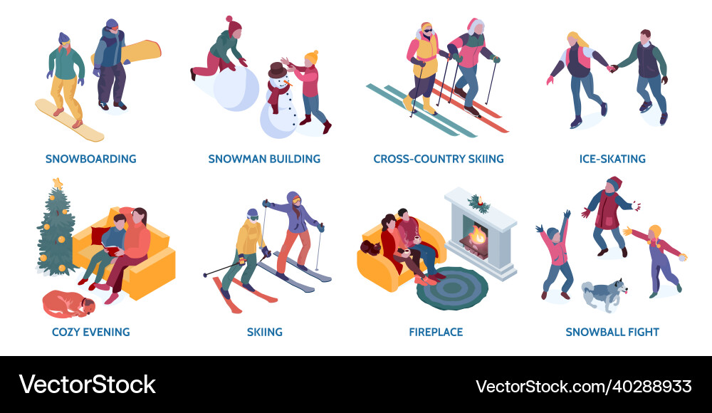 Winter Activities & Hobbies Royalty Free Vector Image