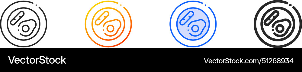 Breakfast iconthin linear gradient blue stroke Vector Image