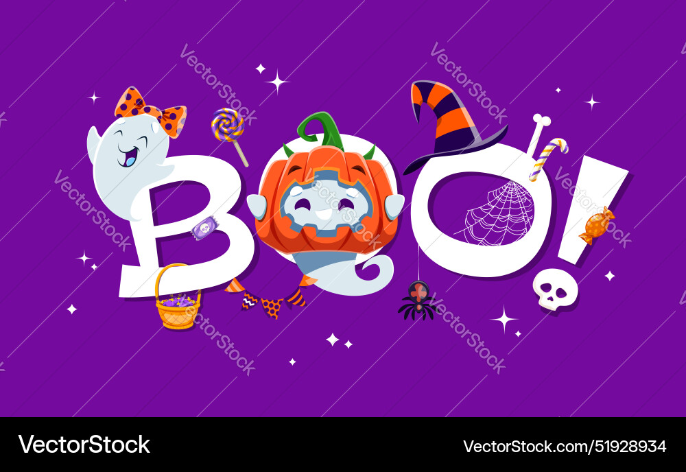 Cute Halloween Ghost Banner Royalty Free Vector Image