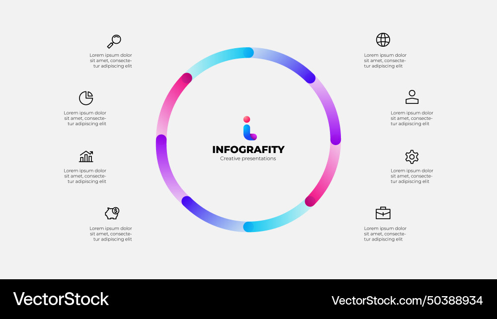 Cycle gradient diagram divided into 8 options Vector Image