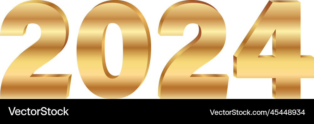 Golden numbers 2024 in perspective Royalty Free Vector Image