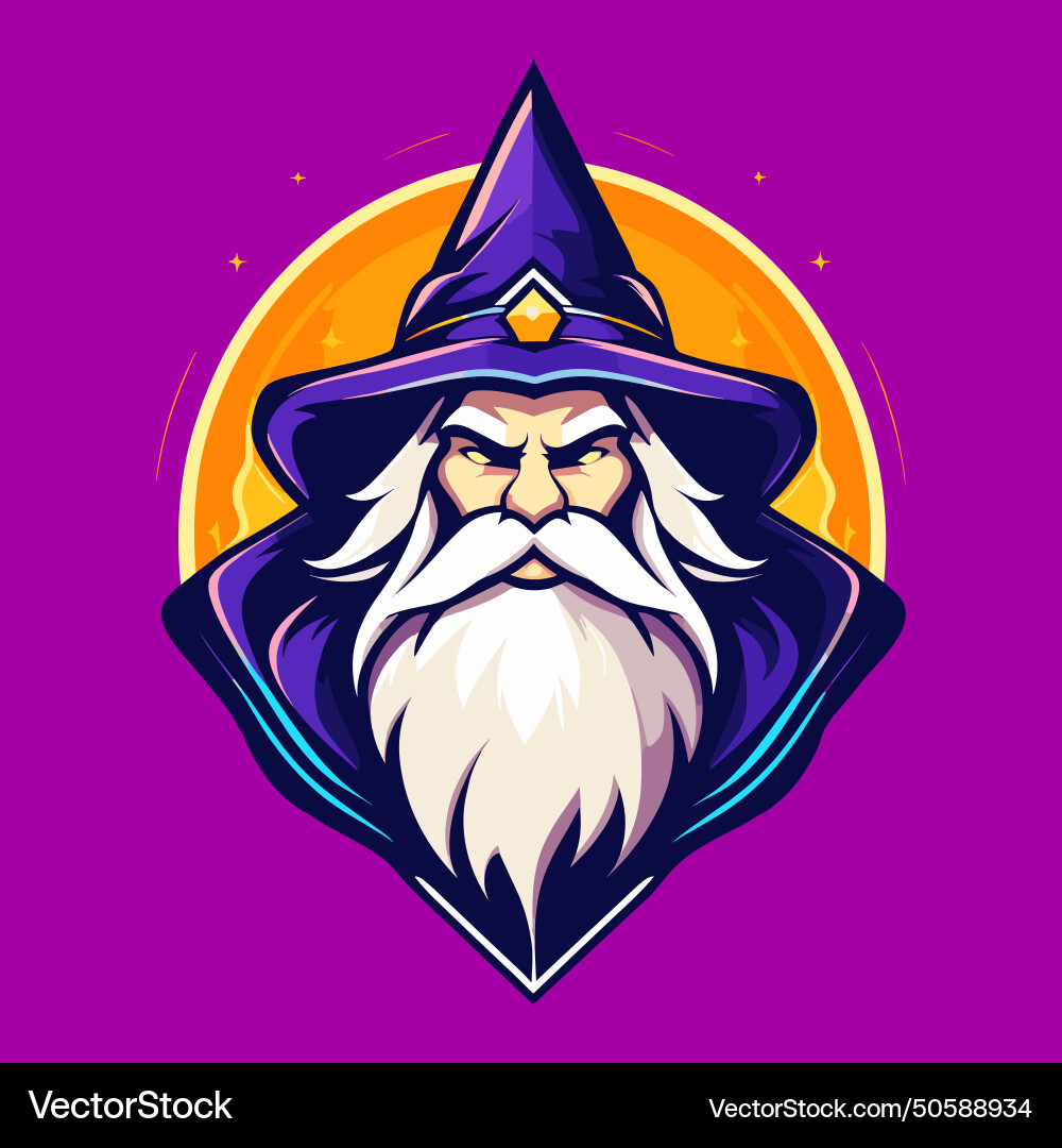 Purple wizard with magical spell Royalty Free Vector Image