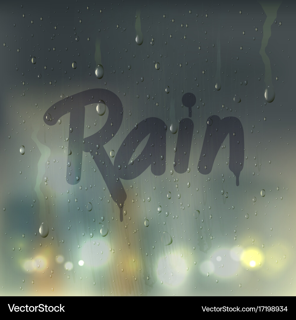 Rain word on misted glass composition Royalty Free Vector