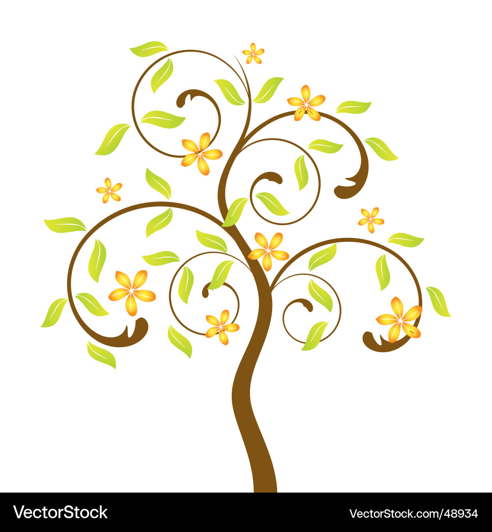 Swirling Floral Tree Royalty Free Vector Image