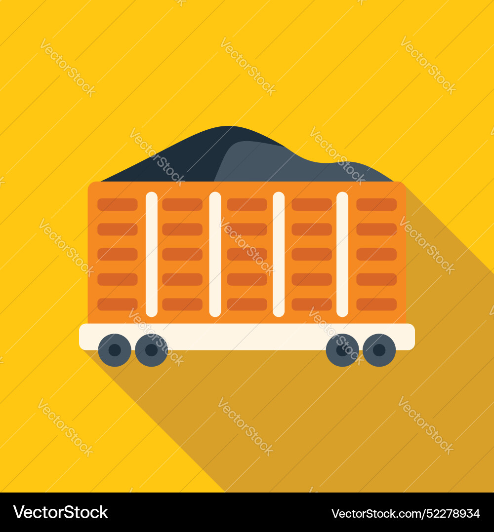 Train car carrying coal with long Royalty Free Vector Image