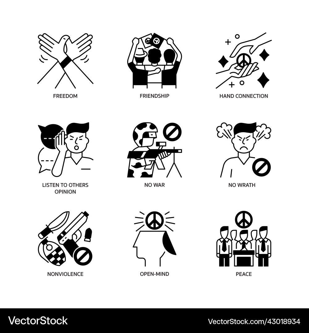 World peace icon set Royalty Free Vector Image