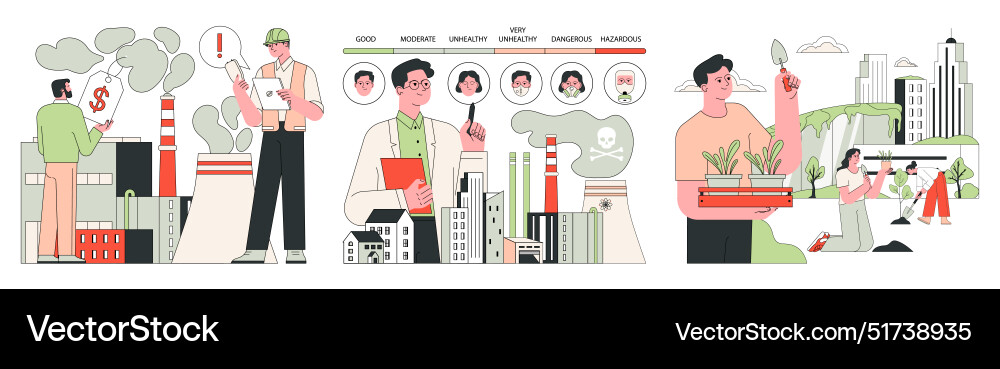 Air quality awareness set index Royalty Free Vector Image