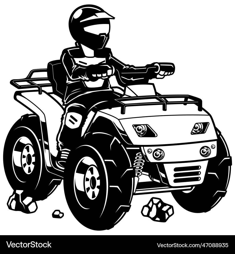 Atv quad bike line art Royalty Free Vector Image
