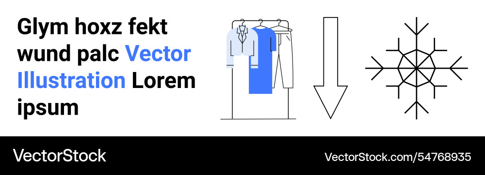 Clothing on rack with arrow facing down Royalty Free Vector