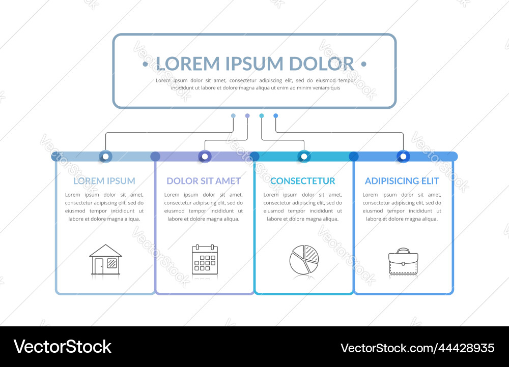 Flowchart with 4 elements Royalty Free Vector Image