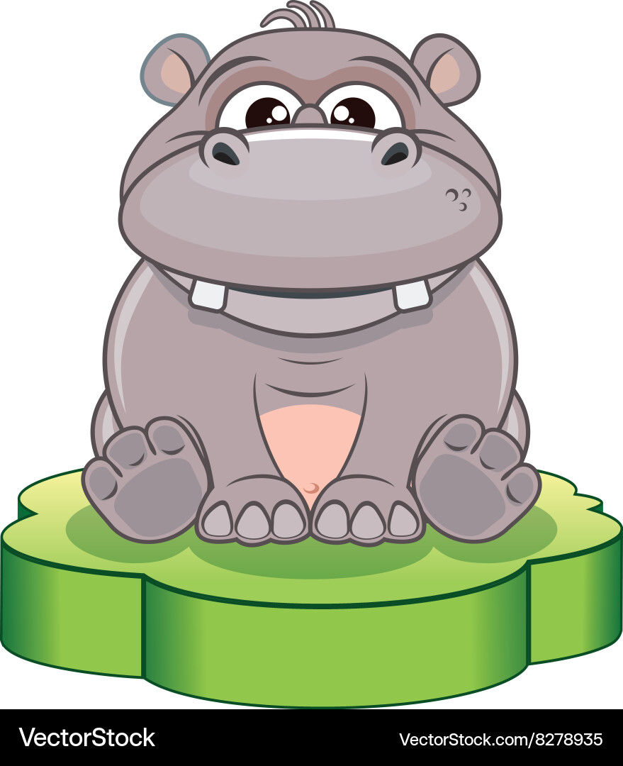 Funny cartoon hippo Royalty Free Vector Image - VectorStock