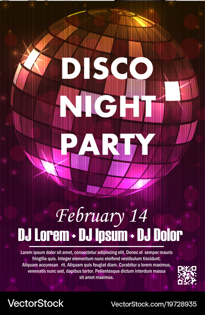 Night dance party music poster template Royalty Free Vector