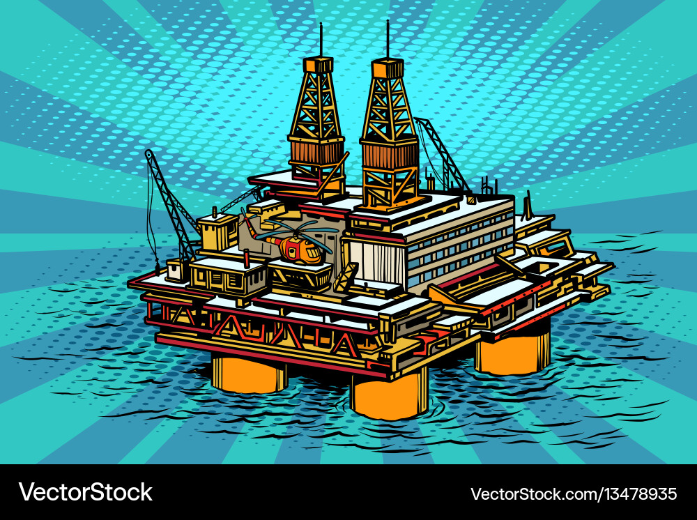 Oil and gas producing offshore platform Royalty Free Vector