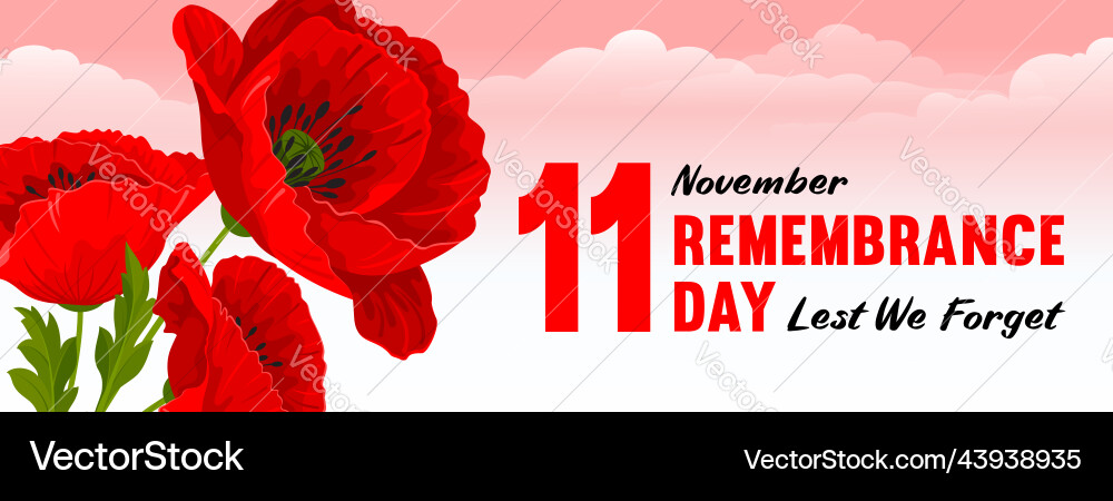 Remembrance Day Poppy Banner Royalty Free Vector Image