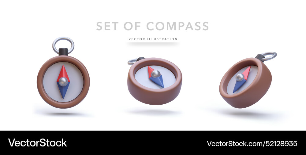 Set of realistic compass isolated on white Vector Image