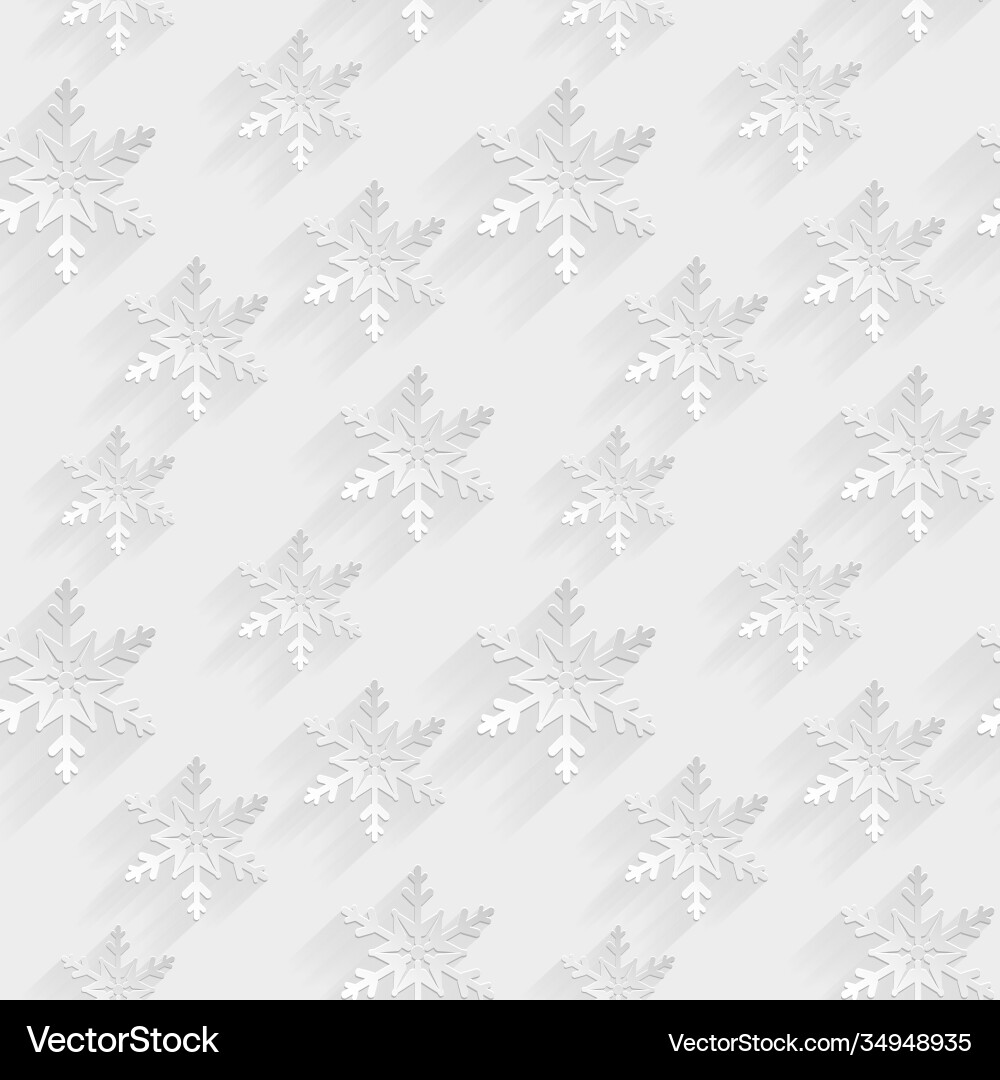 White seamless pattern with flat snowflakes Vector Image
