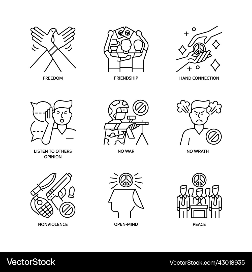 World peace icon set Royalty Free Vector Image