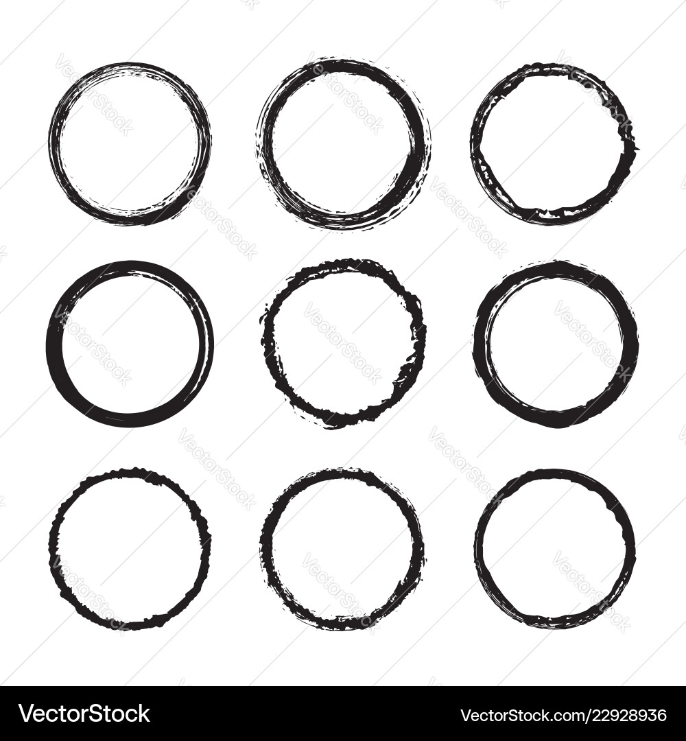 Black grunge round frame with rough edges Vector Image