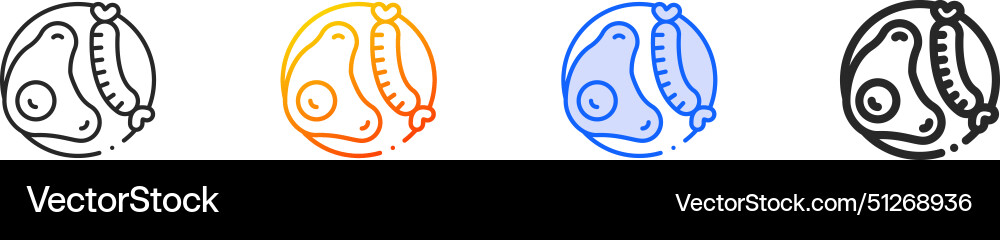 Breakfast iconthin linear gradient blue stroke Vector Image