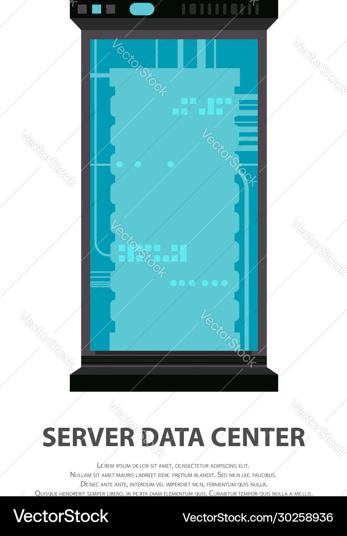 Cartoon server data center icon in flat style Vector Image