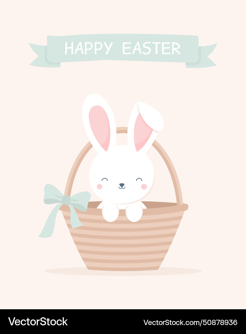 Cute smiling easter bunny sitting inside an Vector Image