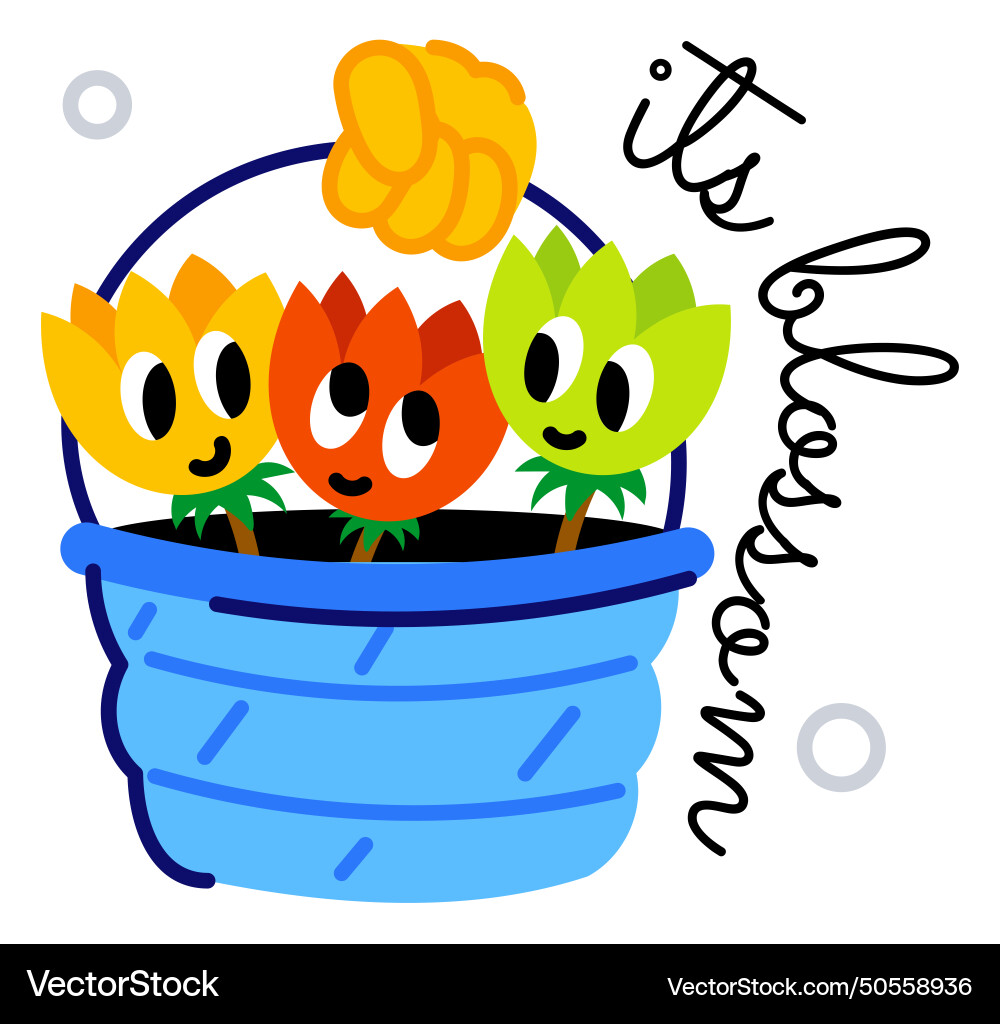 Floral bucket Royalty Free Vector Image - VectorStock