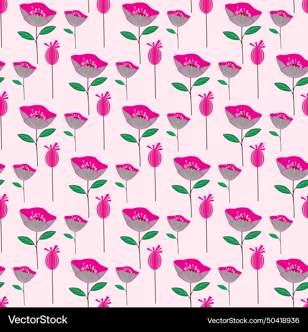 Flower and leaf seamless pattern design Royalty Free Vector