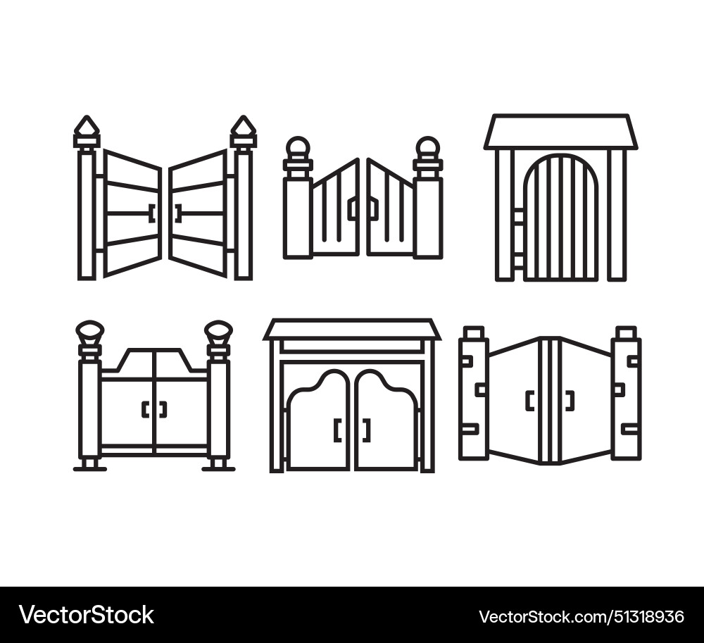 Gate and fence icons Royalty Free Vector Image