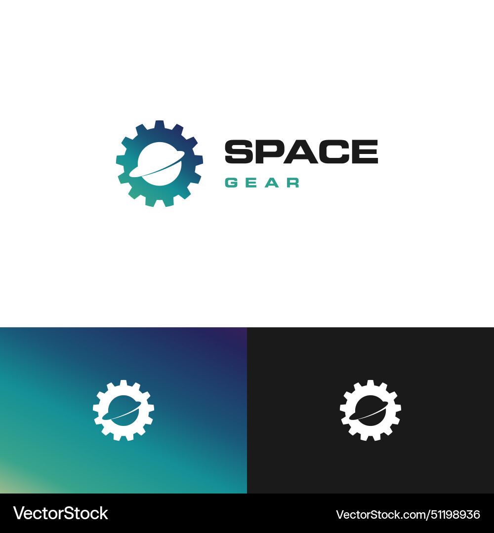 Gear planet saturn engineering space logo design Vector Image